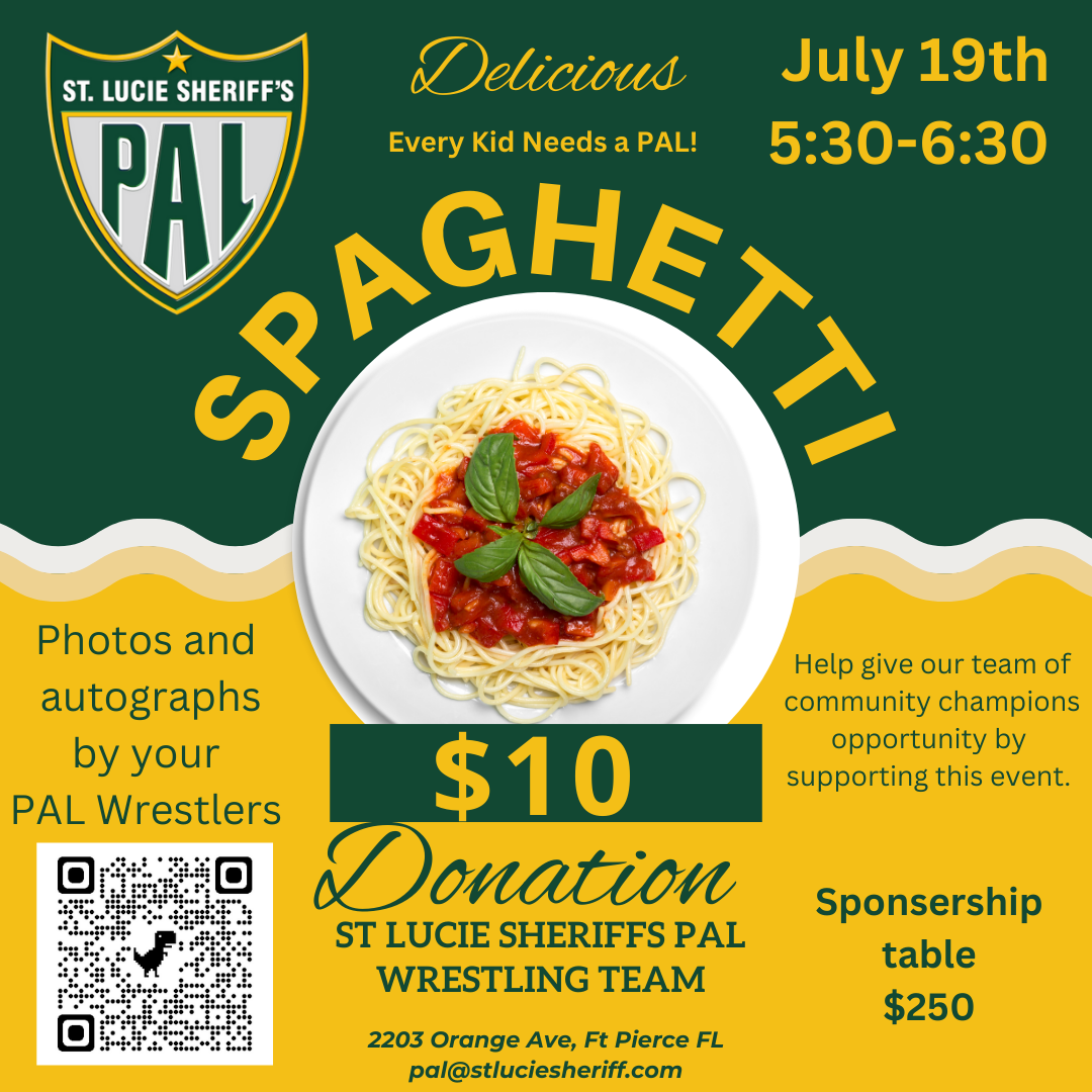 PAL Wrestling Spaghetti Dinner July 19th 2023